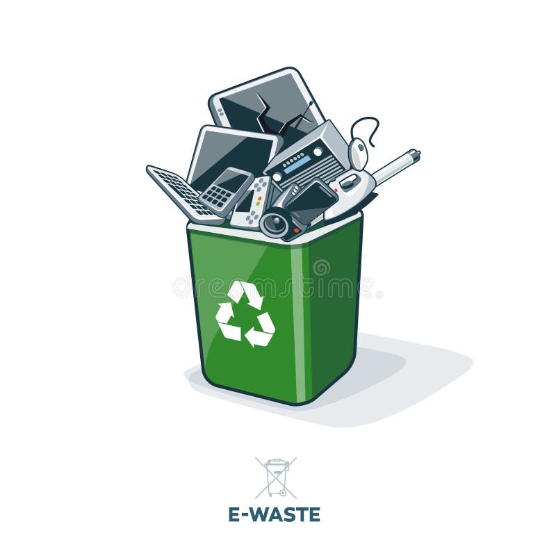 E-afval in Het Recycling Van Bak Vector Illustratie - Illustration of ...