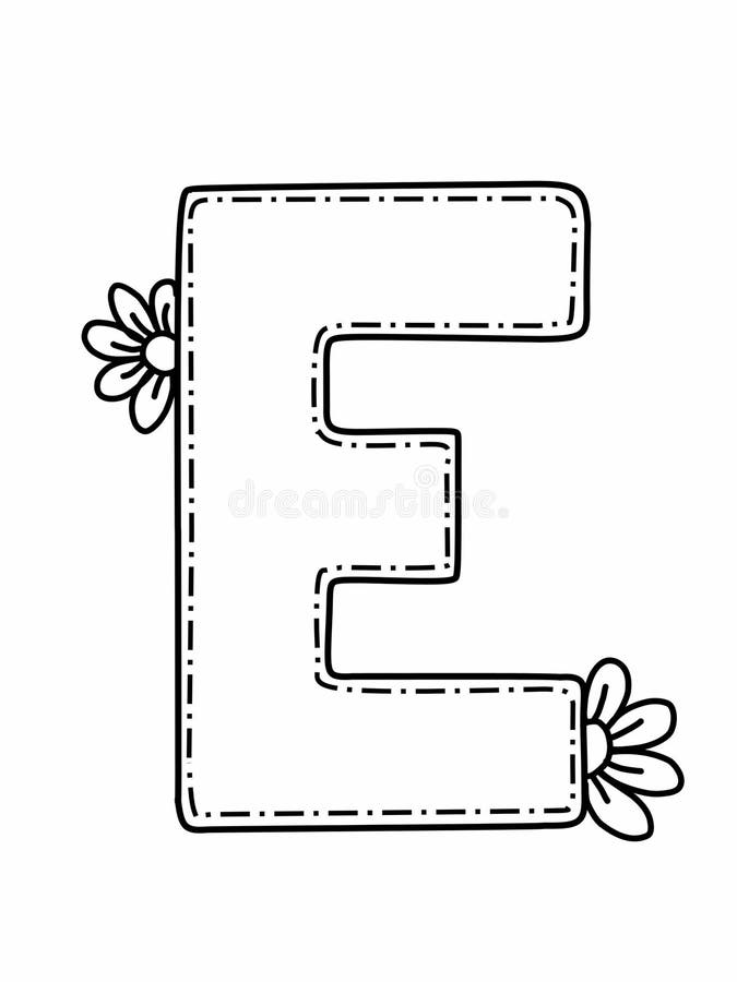 E Alphabet of Coloring Sheet for Kids and Preschool Age Stock Image ...