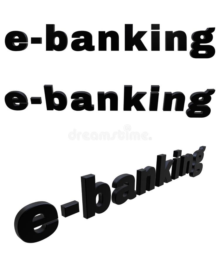 E-banking black 3D text stock illustration. Illustration of computing ...