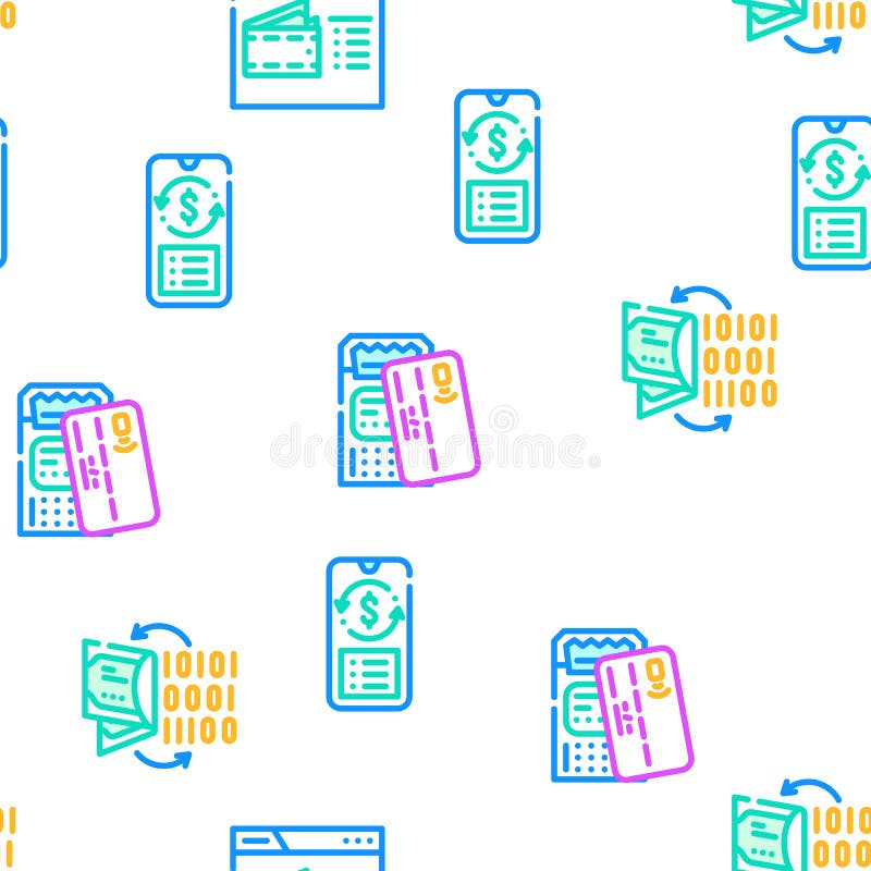 E-banking and Contactless Payment Vector Seamless Pattern Stock Vector ...