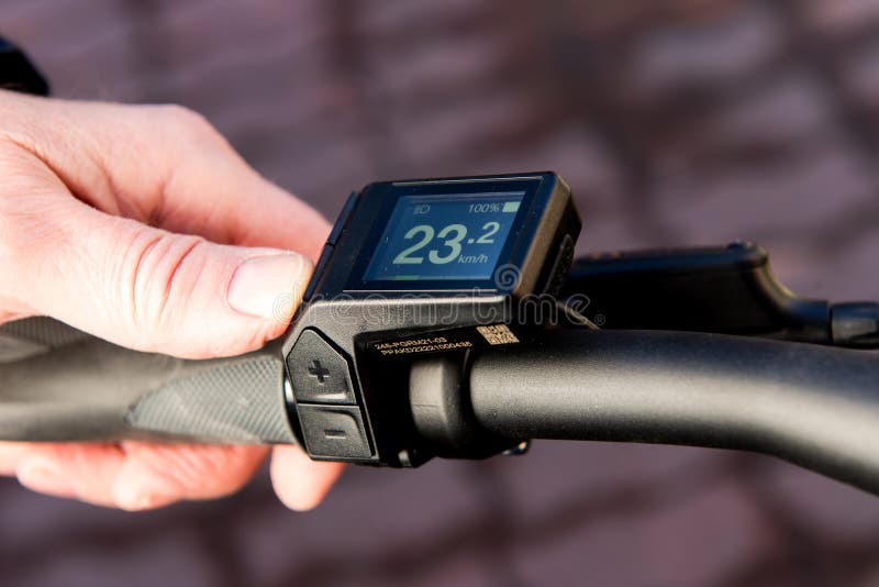 E Bike Computer Speed and Power Control. Electric Bike Stock ...
