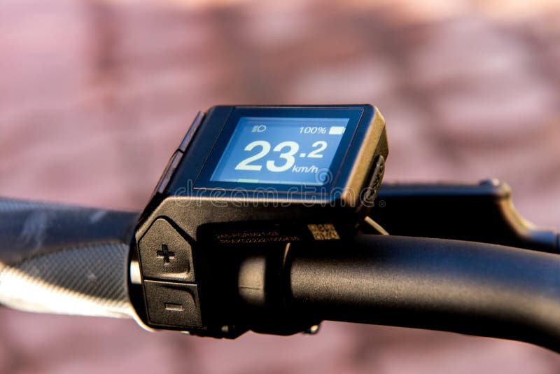 E-Bike Computer Speed and Power Control. Electric Bike Stock ...