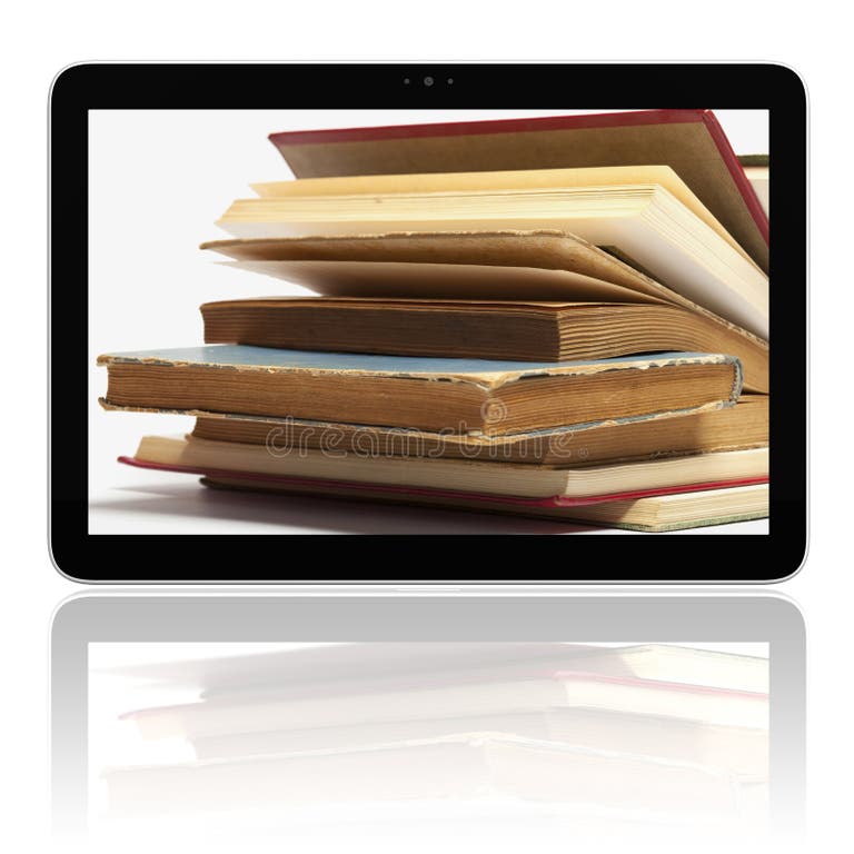 E-book E-reader with Books on Screen Stock Image - Image of inovation ...