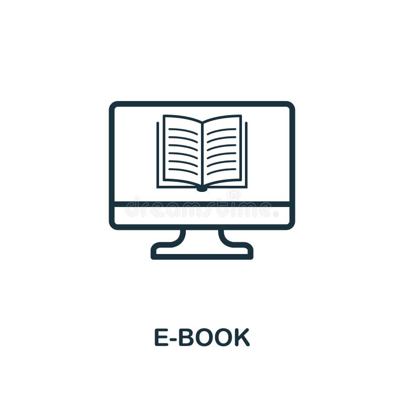 E-Book Icon Outline Style. Thin Line Creative E-Book Icon for Logo ...
