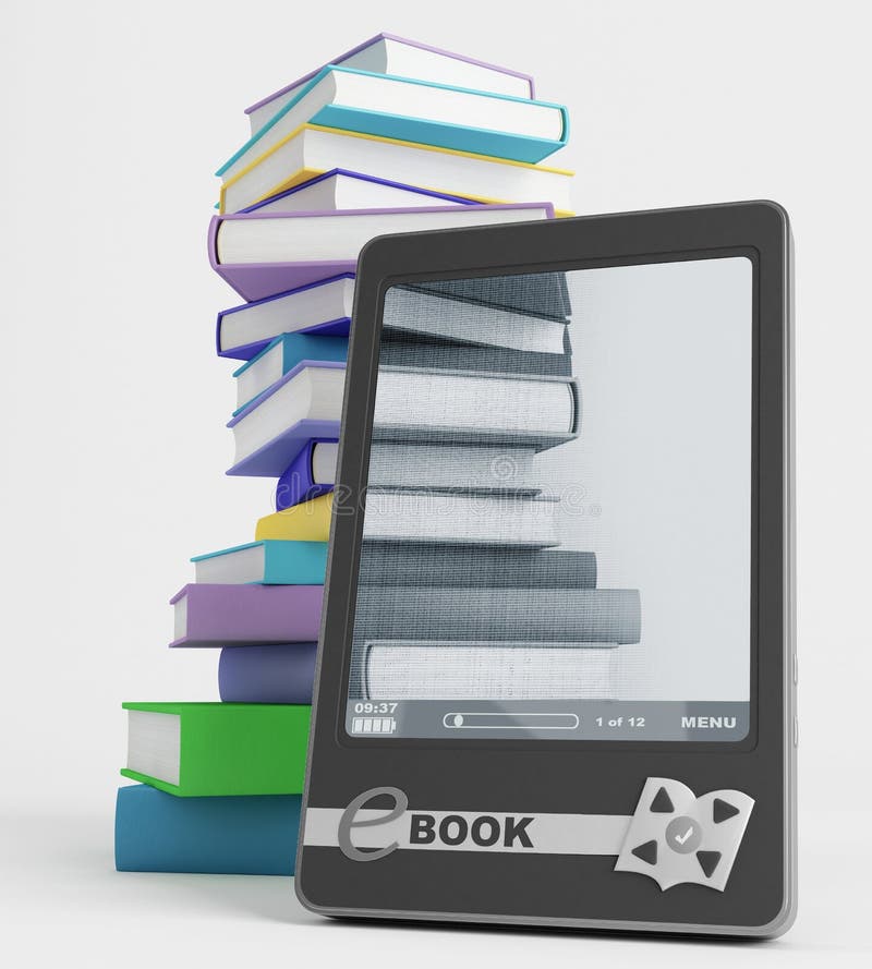 E-book and its content stock illustration. Illustration of variety ...