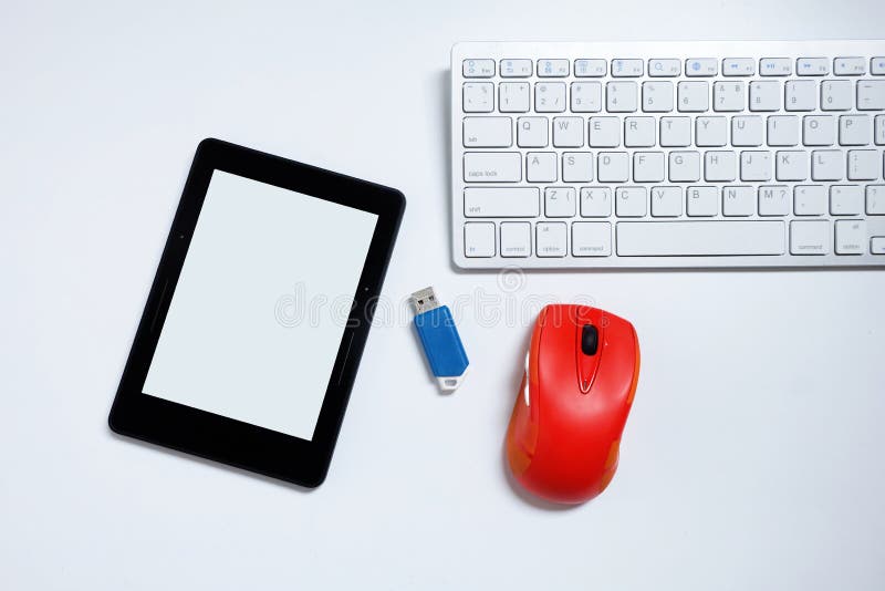 E-book Reader with Blank Screen and Keyboard and Mouse and Flash Drives ...