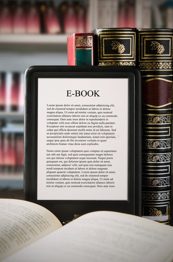 E-book Reader Device on Desk in Library Stock Photo - Image of word ...