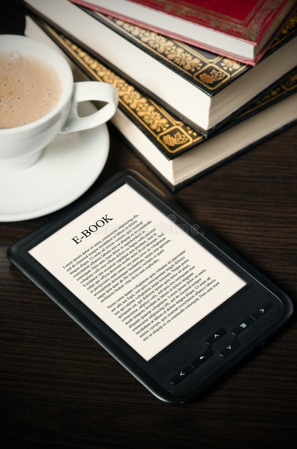 E-book Reader Device on Desk in Library Stock Photo - Image of word ...