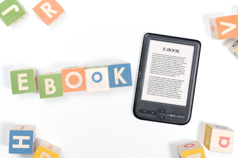 E-book Reader Device on Desk in Library Stock Photo - Image of display ...