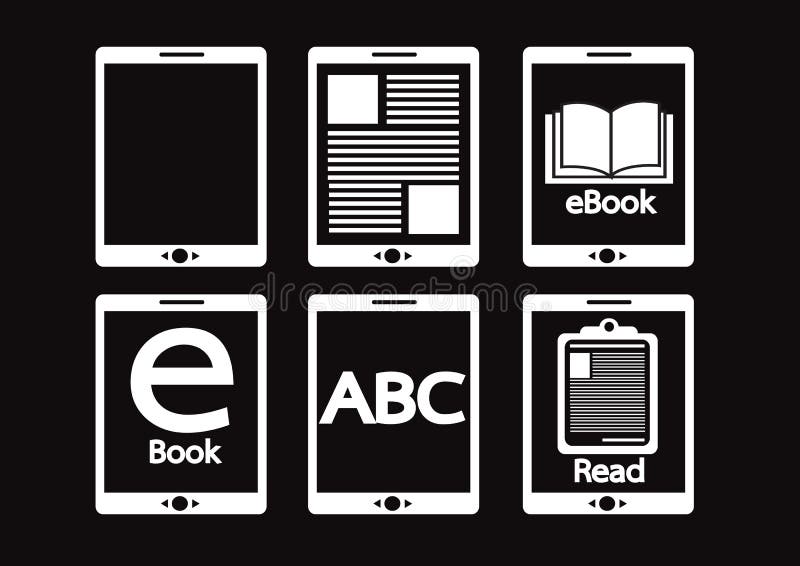 E-book Reader and E-reader Icons Set Stock Vector - Illustration of ...