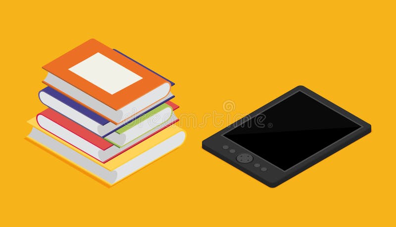 E-book Reader and Modern Education by Technology - Vector Flatstyle ...
