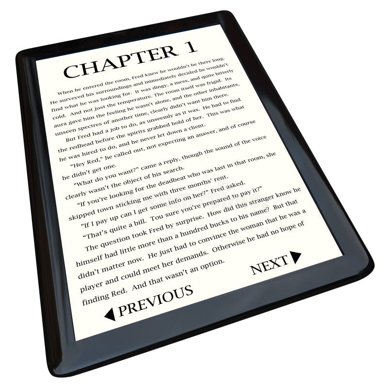 E-Book Reader with Novel on Screen Stock Illustration - Illustration of ...