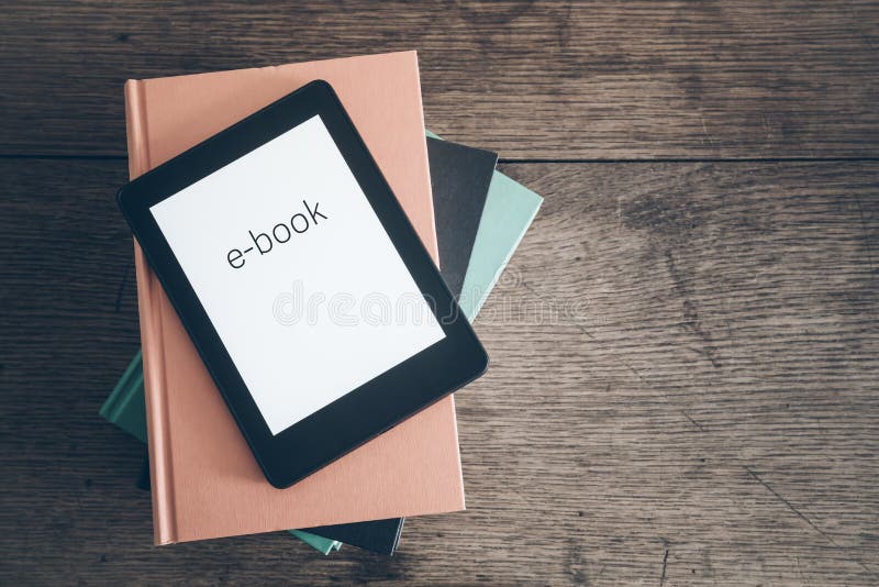 E-book Reader on a Stack of Books Stock Image - Image of educational ...