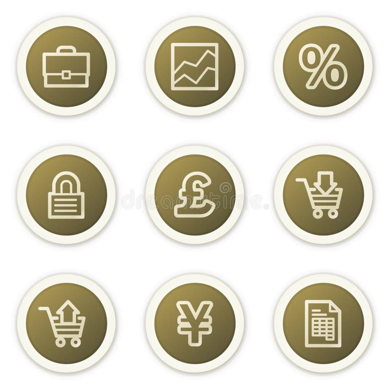E-business Web Icons, Brown Circle Buttons Series Stock Vector ...
