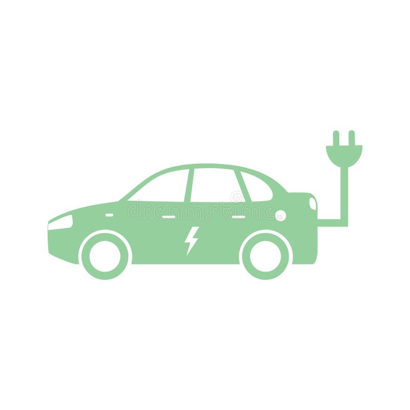 E-car Icon in Flat Style. Auto Vector Stock Vector - Illustration of ...