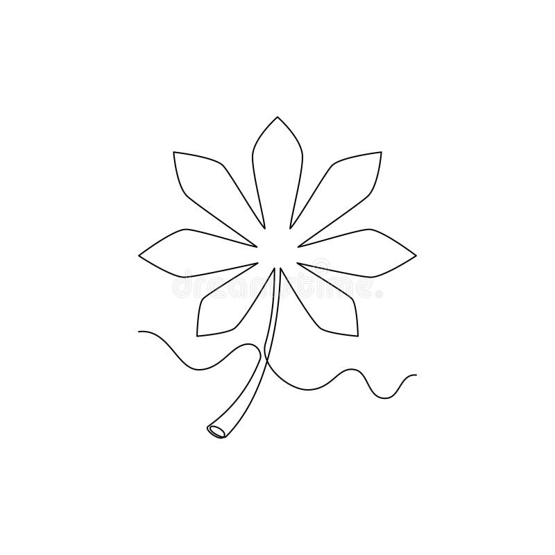 One Line Art Cassava Leaves Vector Illustration Stock Vector ...