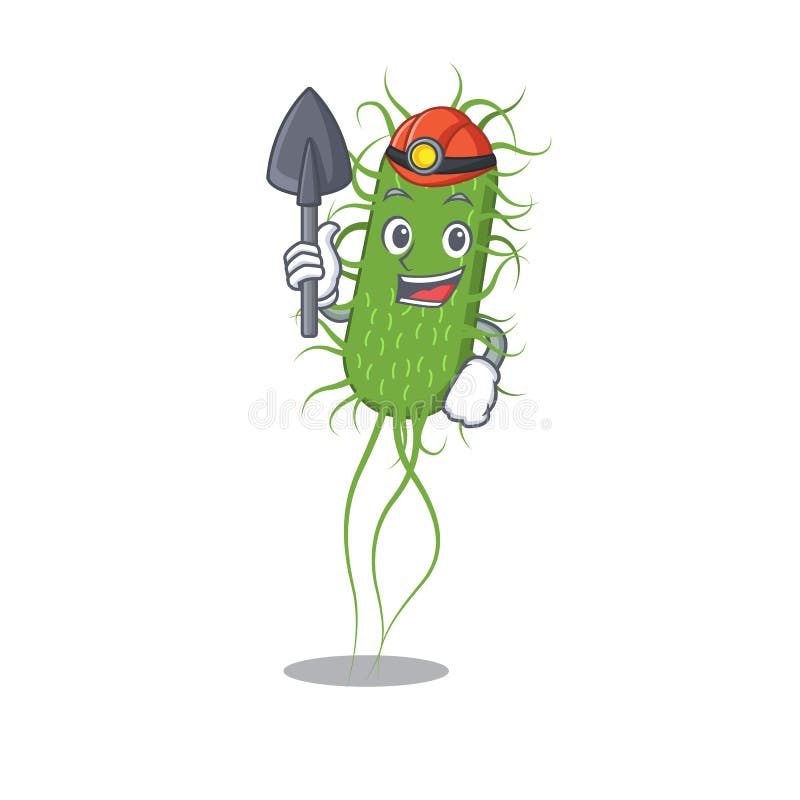 E.coli Bacteria Miner Cartoon Design Concept with Tool and Helmet Stock ... E.coli Bacteria Miner Cartoon Design Concept with Tool and Helmet Stock ...
