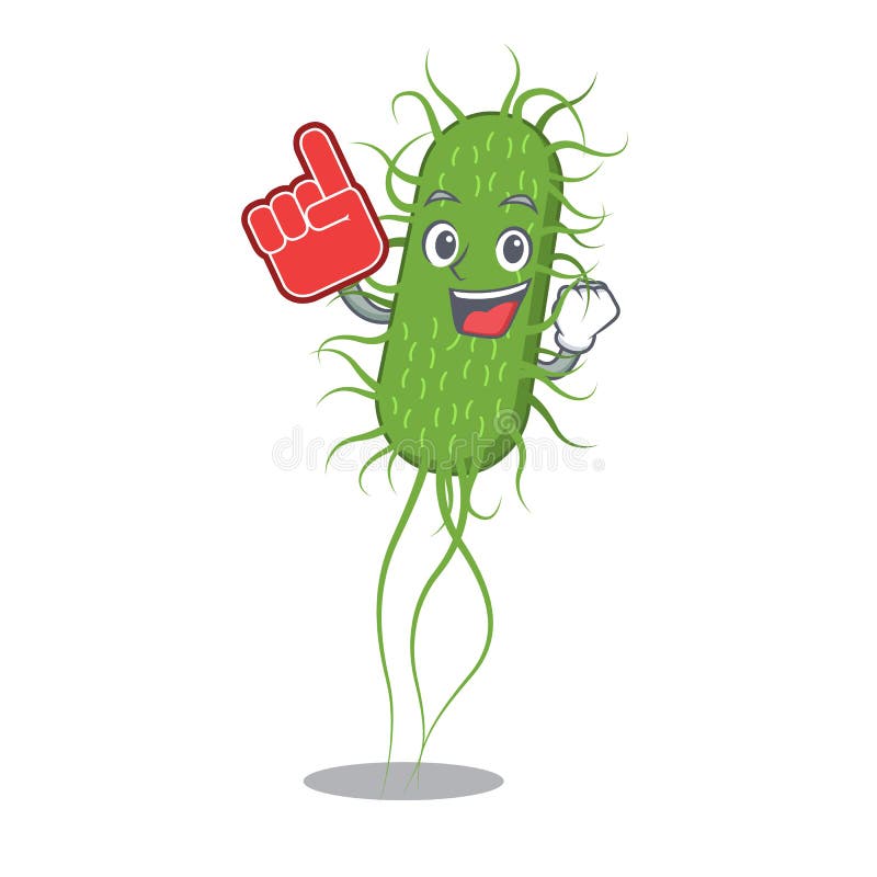 E.coli Bacteria Presented in Cartoon Character Design with Foam Finger ... E.coli Bacteria Presented in Cartoon Character Design with Foam Finger ...