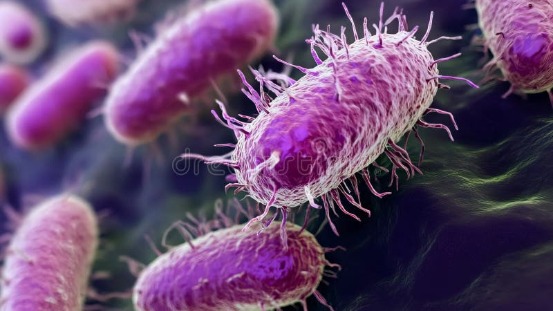 E Coli Cells or Microscopic Bacteria Floating Under Microscope Stock ...