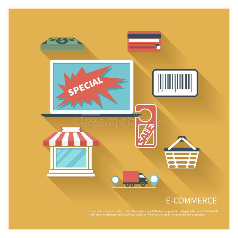 E-comerce Flat Design Vector Stock Vector - Illustration of computer ...