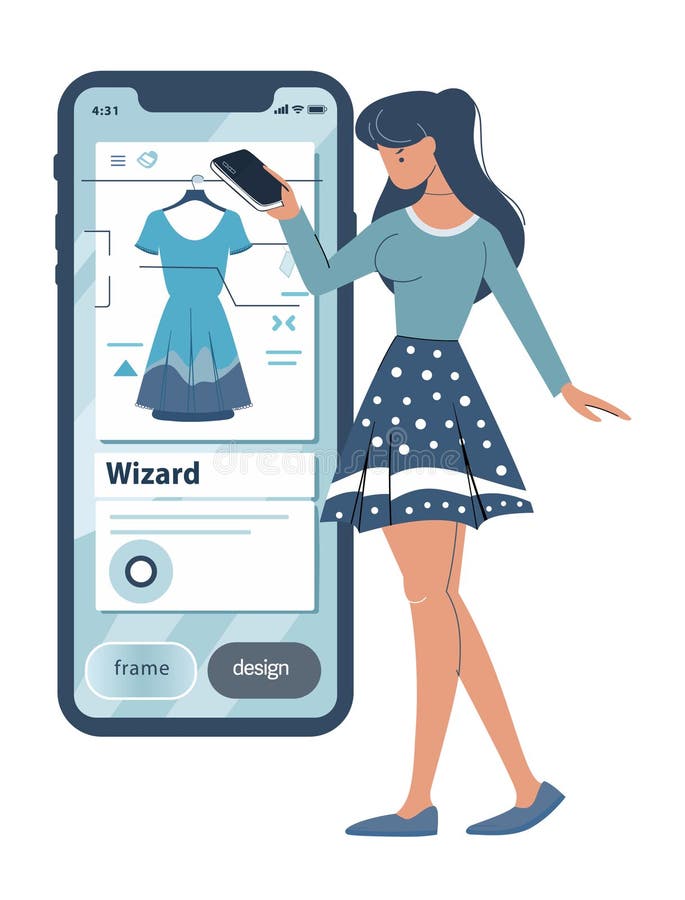 E-commerce App Illustration in Flat Style Stock Vector - Illustration ...