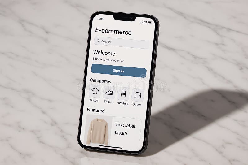 E-commerce App Interface Displayed on Smartphone Stock Illustration ...