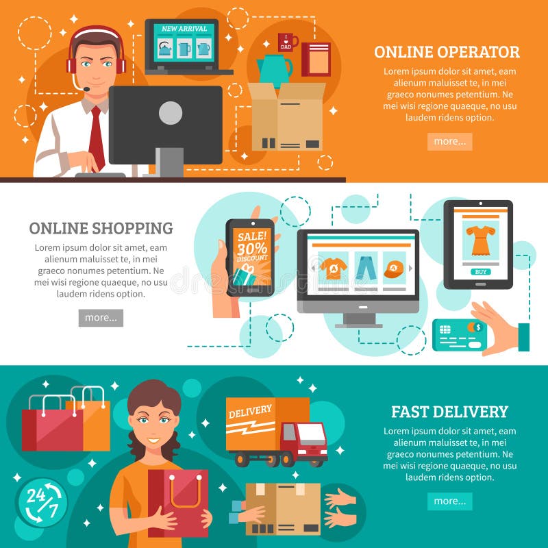 E-commerce Banners Set stock vector. Illustration of payment - 73291427