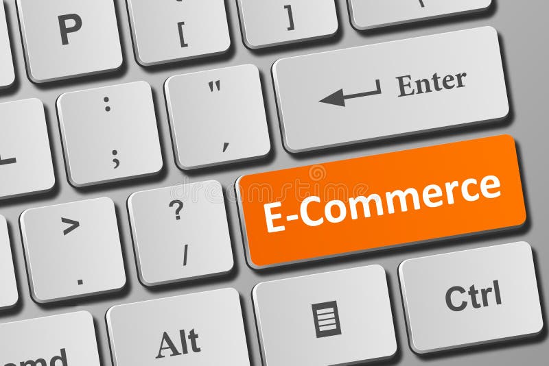 E-commerce Button on Keyboard Stock Illustration - Illustration of store, computer: 139720299