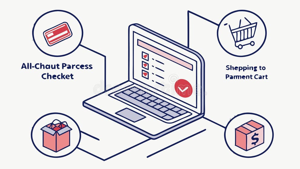 E-commerce Checklist on Laptop, Order Confirmation and Purchase Summary, Vector Design ...