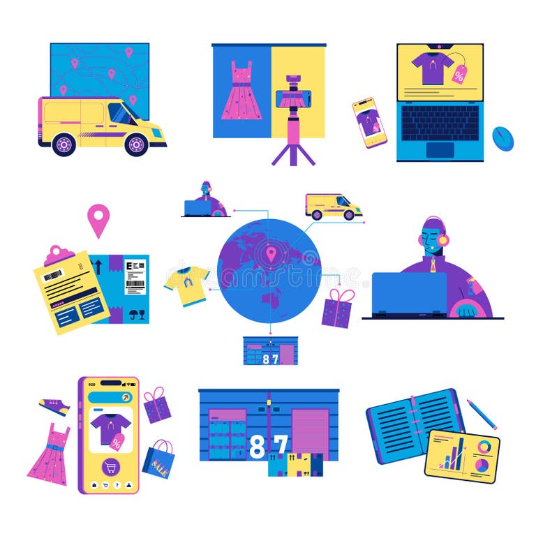 E-Commerce Collection Elements, Business Concept Illustration Stock ...