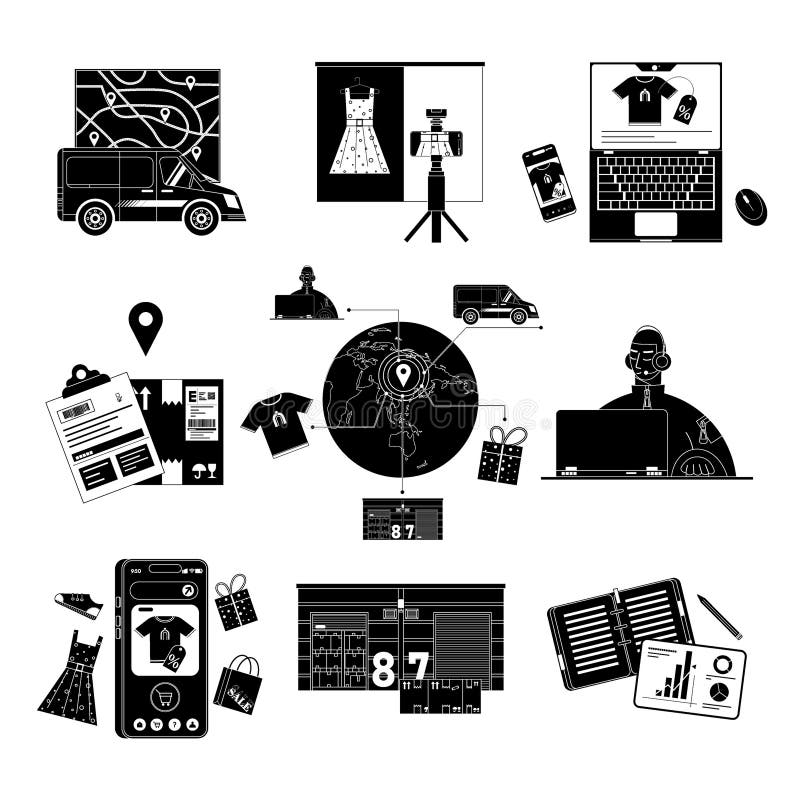 E-Commerce Collection Elements, Business Concept Illustration Stock ...