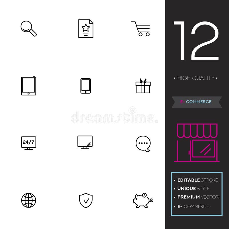 E-commerce Collection Icon Set Stock Illustration - Illustration of ...