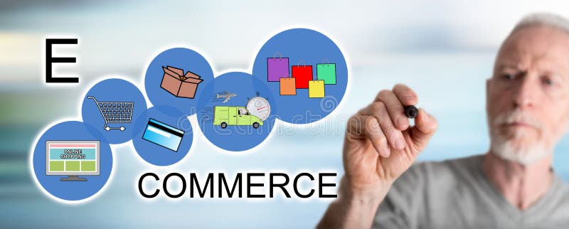 Man Drawing E-commerce Concept Stock Photo - Image of shipping, symbol ...