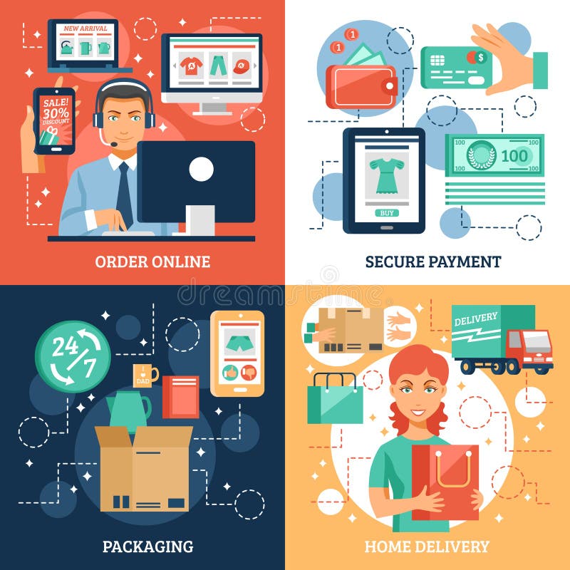 E-commerce Concept Icons Set Stock Vector - Illustration of online ...