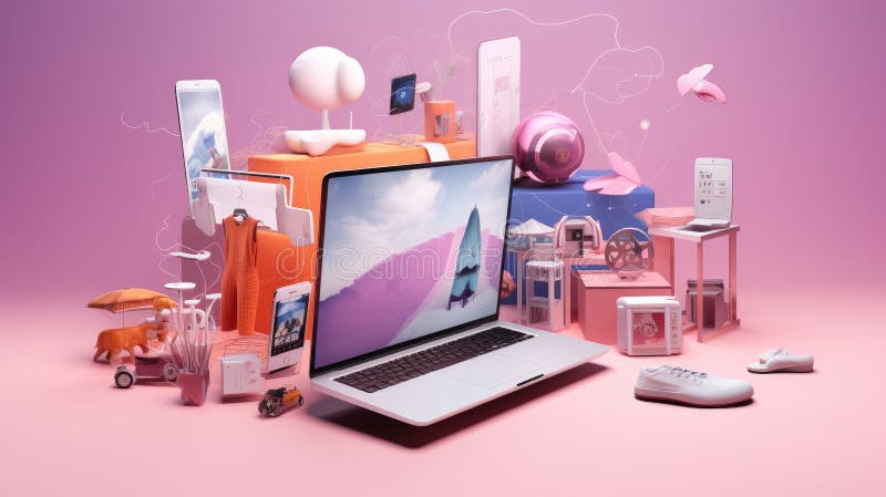 E-Commerce Concept Illustration. Digital Marketplace with Diverse ...