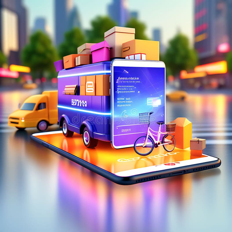 E-commerce Concept: Shopping Online and Delivery Service on Mobile ...