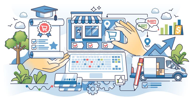 E-commerce Course for Web Shop Business Knowledge Outline Hands Concept ...