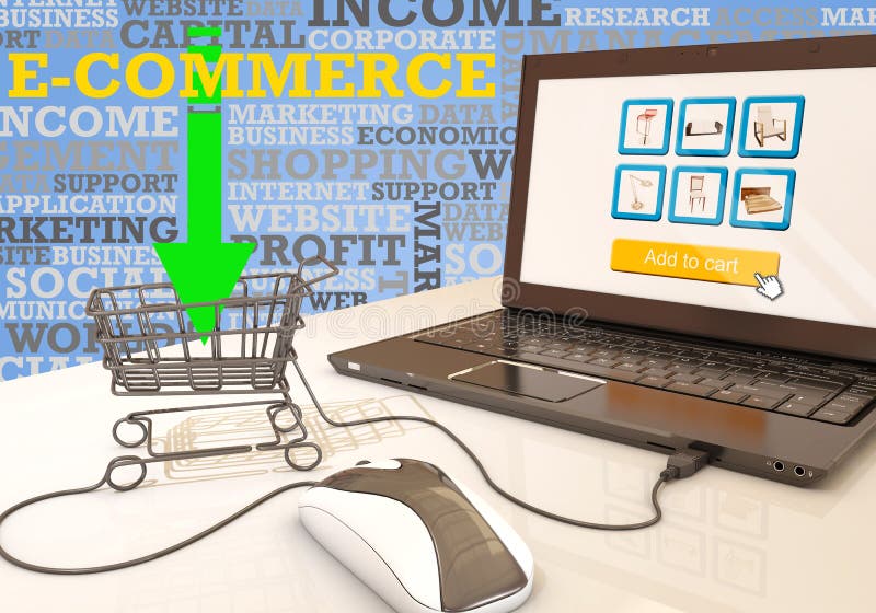 E-commerce, 3d rendering stock illustration. Illustration of icon ...