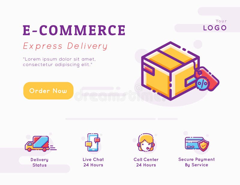 E-Commerce and Delivery Service Graphic Template Stock Vector ...