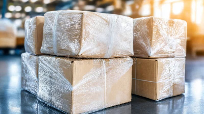 E-commerce and Distribution are Represented by Cardboard Boxes ...