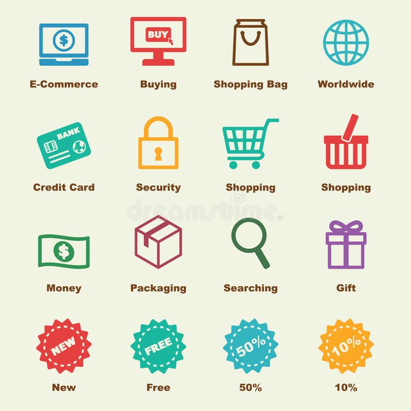 E-commerce elements stock illustration. Illustration of pictogram - 60387087