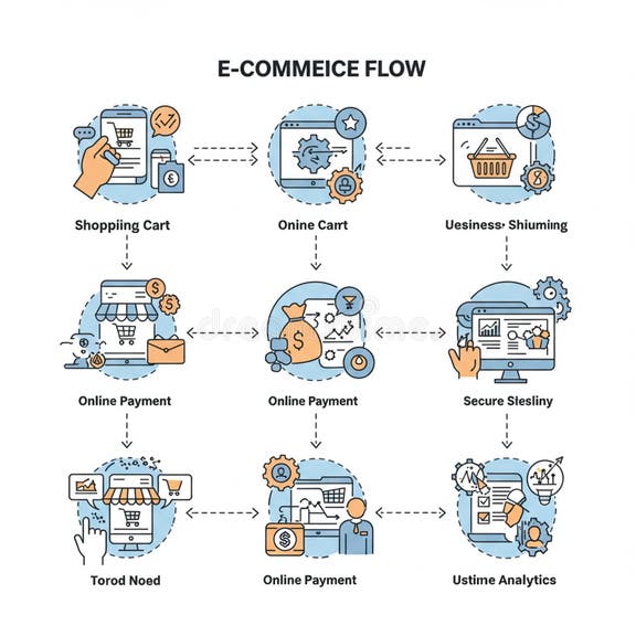 E-commerce Flow Diagram Showcasing a Sequence of Stages with ...
