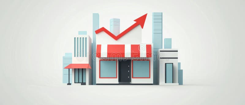 E Commerce Growth Represented by Upward Trend with Retail Store Facade ...