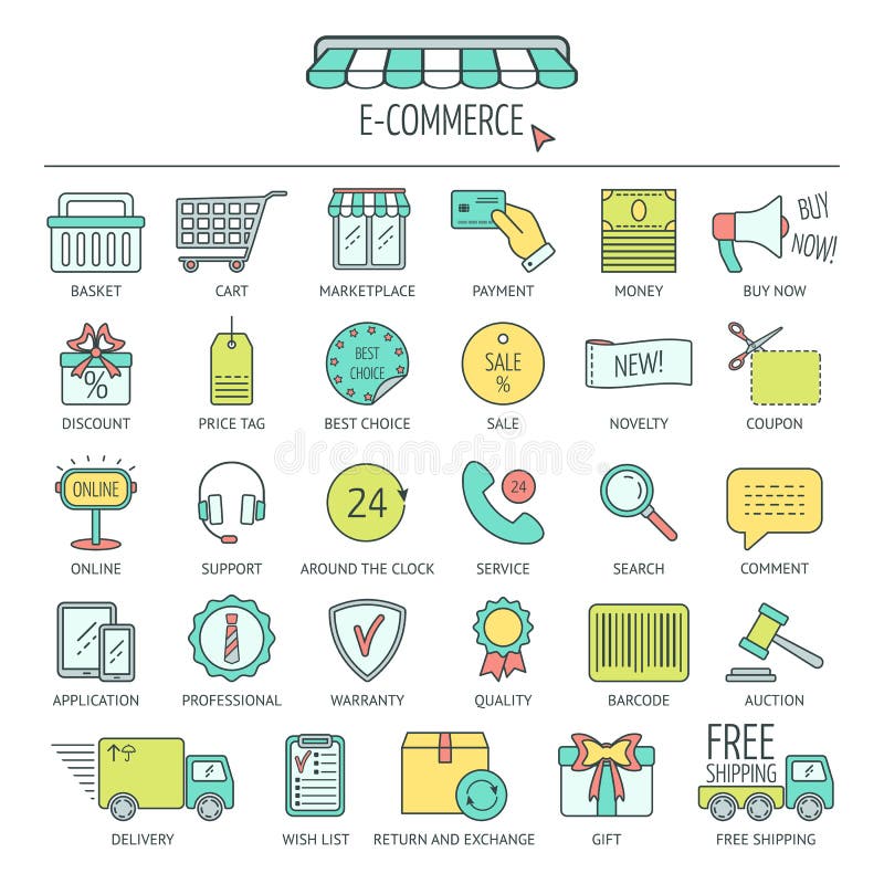 Set of E-commerce Line Icons. Line Icons for Business, Web Development ... Set of E-commerce Line Icons. Line Icons for Business, Web Development ...