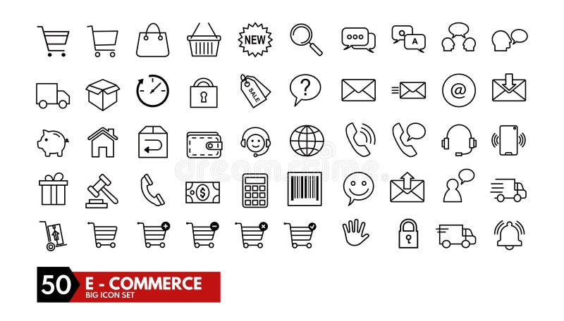 E-commerce - icon set stock vector. Illustration of linear - 347038952