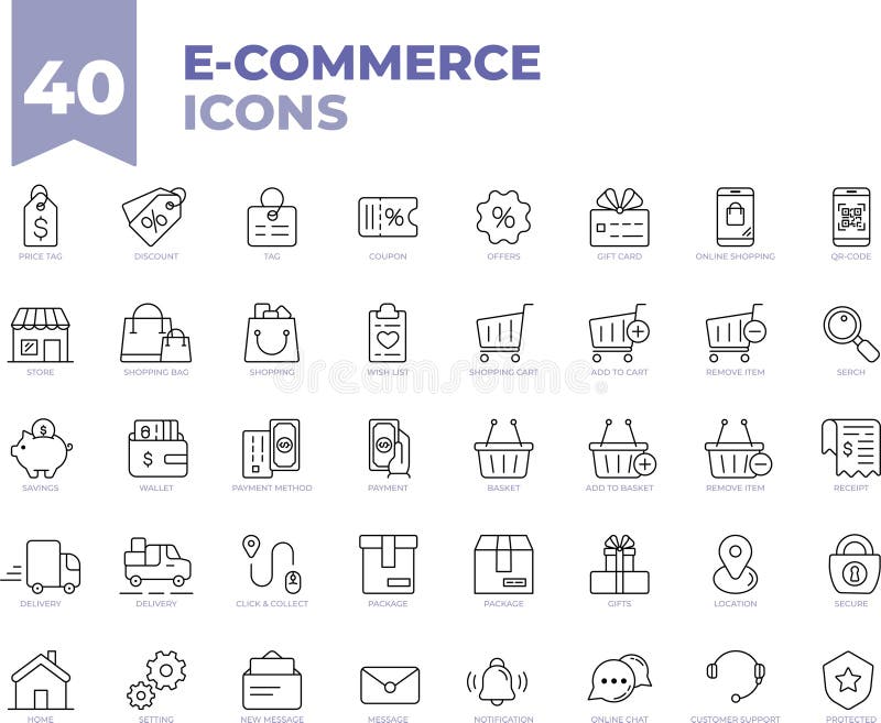 E Commerce 40 Icons Stock Illustrations – 11 E Commerce 40 Icons Stock ...