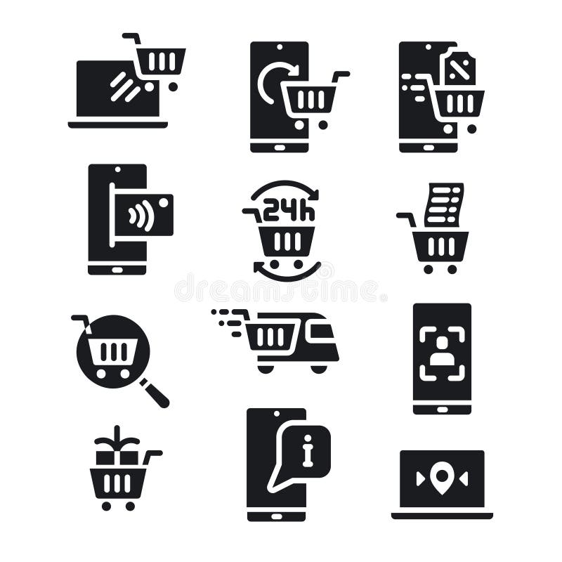 E-commerce icons set stock illustration. Illustration of shop - 235093154