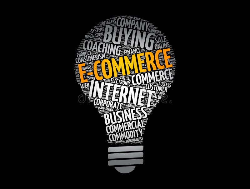 E-COMMERCE Light Bulb Word Cloud Collage, Business Concept Background ...