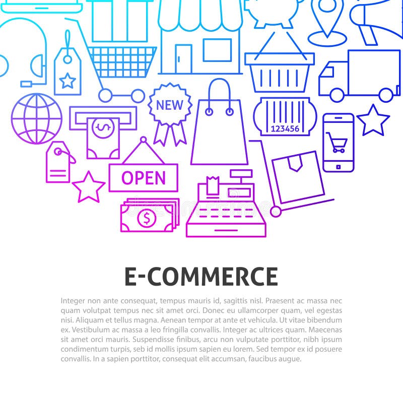E Commerce Line Concept stock vector. Illustration of money - 124871262