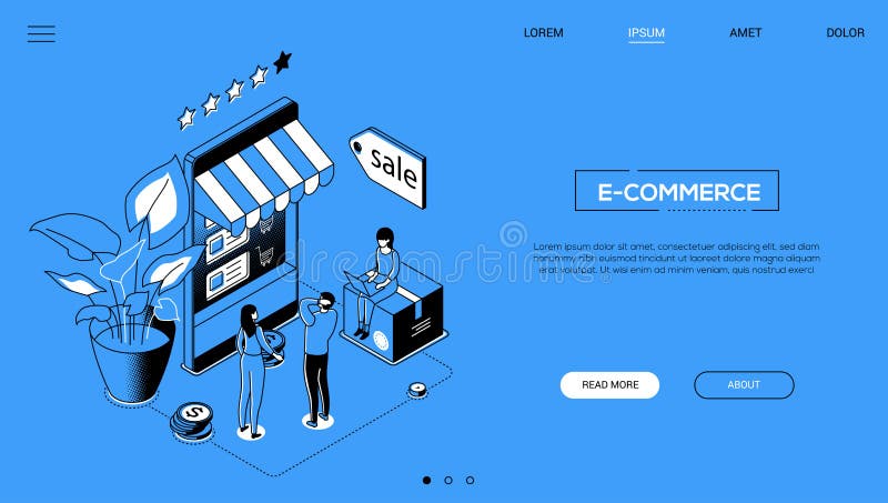 E-commerce - Line Design Style Isometric Web Banner Stock Vector ...